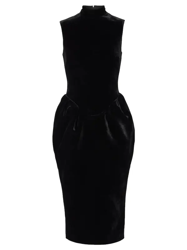 RASARIO Velvet Midi Dress - Black