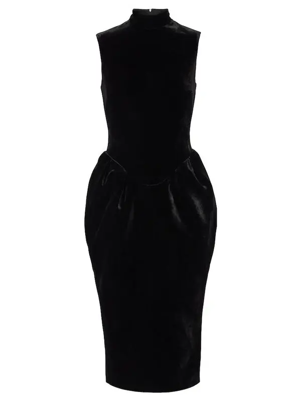 RASARIO Velvet Midi Dress - Black