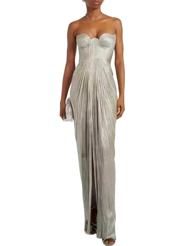 MARIA LUCIA HOHAN Jasleen Silk Corset Gown - Metallic