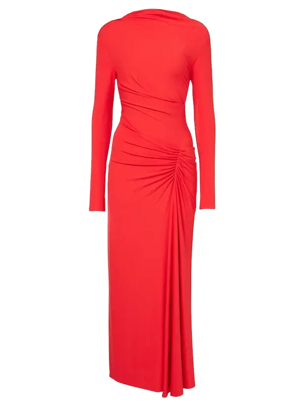 Simkhai Ferrera Ruched Maxi Dress - Red