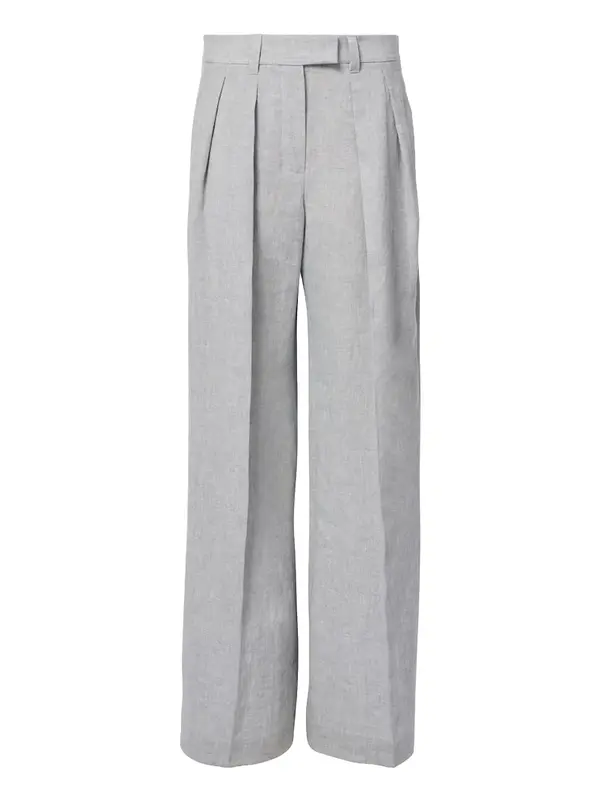 Brunello Cucinelli Linen-blend Wide-leg Trousers - Grey