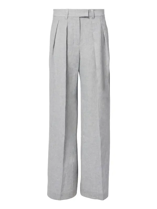 Brunello Cucinelli Wide-leg Linen-blend Pants - Grey