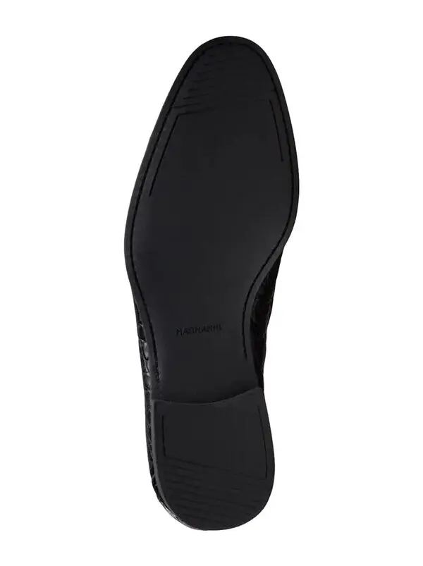 Magnanni Vicente Croc Leather Penny Loafers - Black