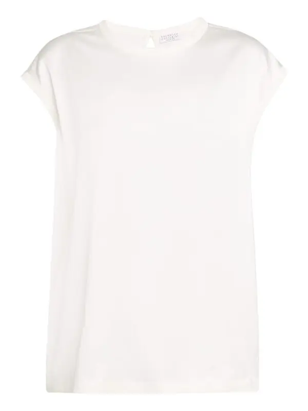 Brunello Cucinelli Cap-sleeve Satin Top - Natural