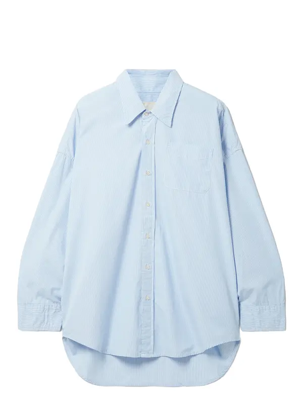 R13 Oversized Striped Oxford Shirt - Blue