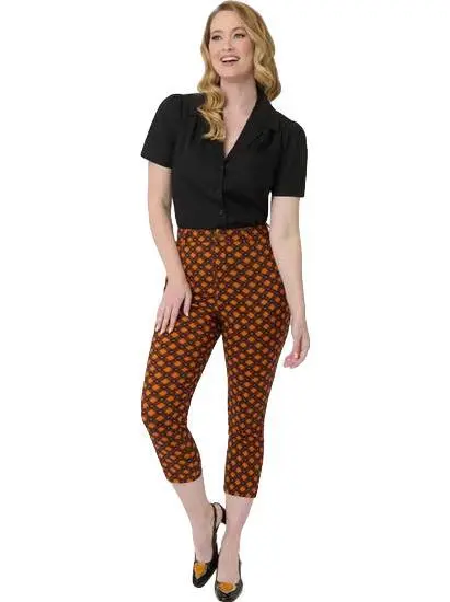 Unique Vintage Rachelle Capri Pants - Orange/black