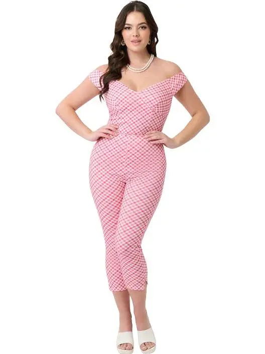 Unique Vintage Rachelle Capri Pants - Pink Gingham