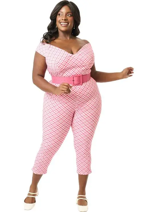 Unique Vintage Rachelle Capri Pants - Pink Gingham