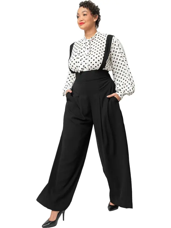Unique Vintage Rochelle Suspender Trousers - Black