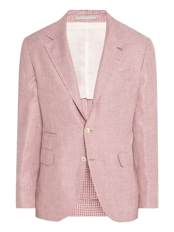 Brunello Cucinelli Houndstooth Single-breasted Sport Coat - White And Red