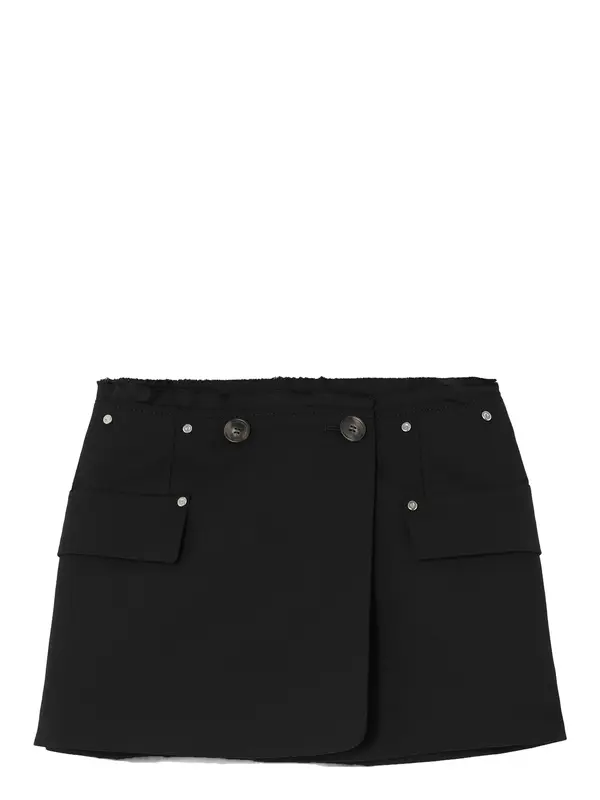 DION LEE Wrap-effect Embellished Mini Skirt - Black