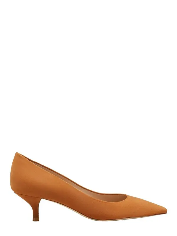STUART WEITZMAN Suede Kitten Pumps - Brown