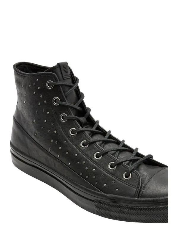 John Varvatos Vulc Studded Leather Mid-top Sneakers - Black