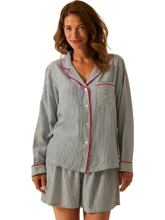 STRIPE & STARE Ecovero Pajama Top - Midnight Stripe