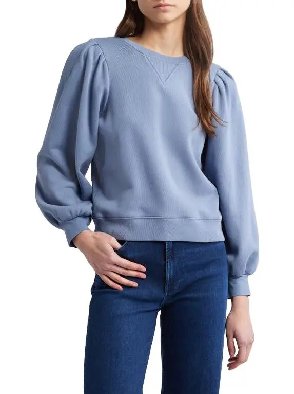 Rails Tiffany Balloon Sleeve Cotton Sweatshirt - Faded Periwinkle
