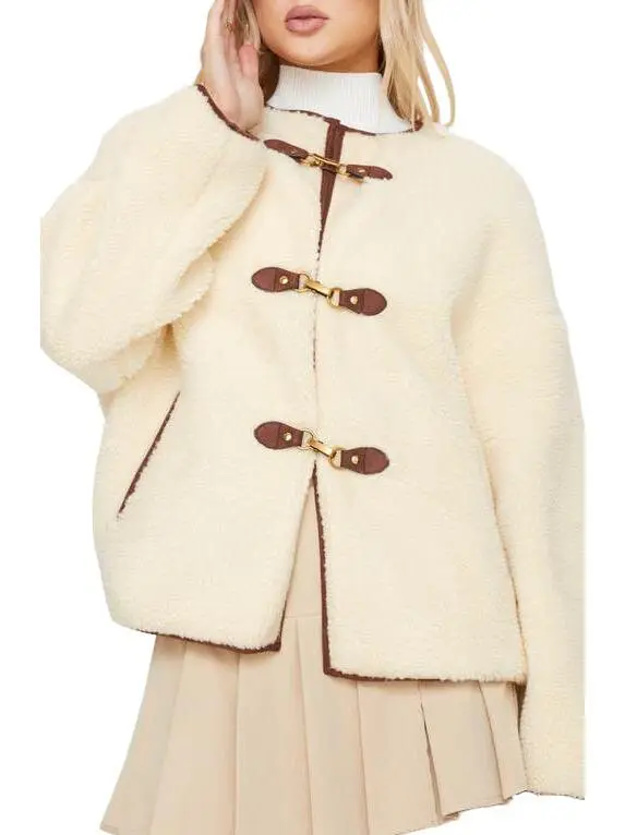 Princess Polly Adylic Teddy Faux Shearling Coat - Cream