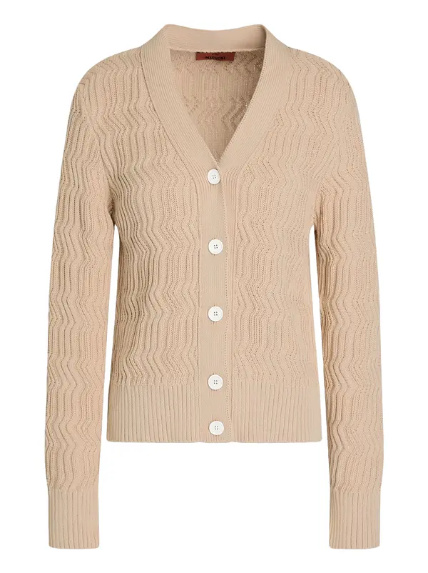 Missoni Ribbed Cotton Cardigan - Beige
