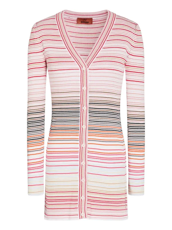 Missoni Striped Cotton-blend Cardigan - Baby Pink