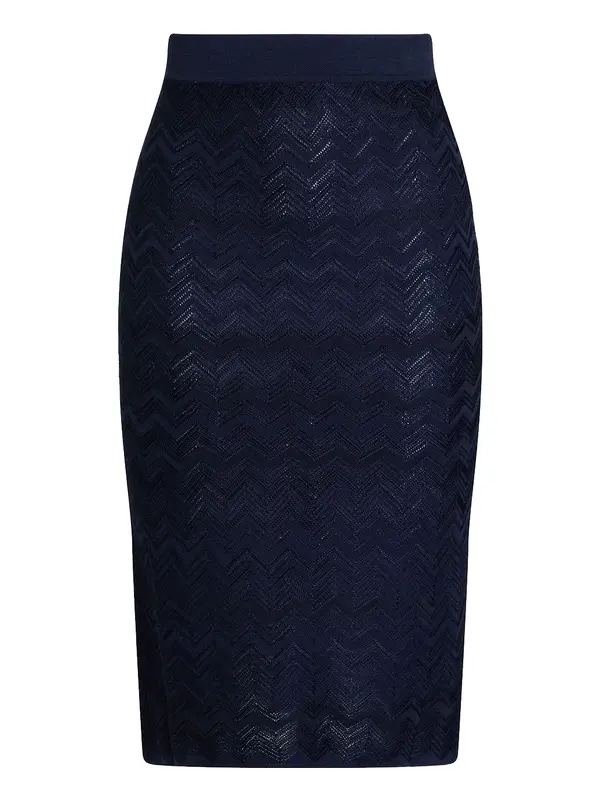 Missoni Crochet-knit Wool-blend Pencil Skirt - Midnight Blue