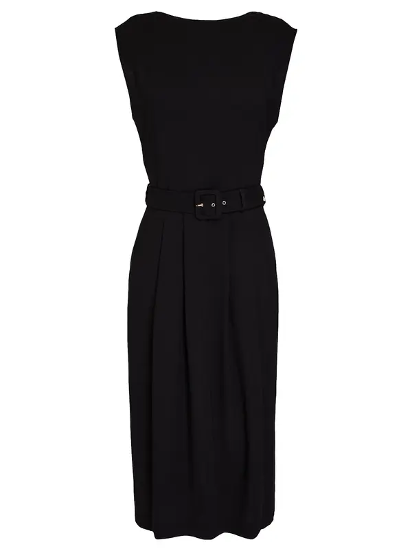 Alberta Ferretti Pleated Crepe Midi Dress - Black