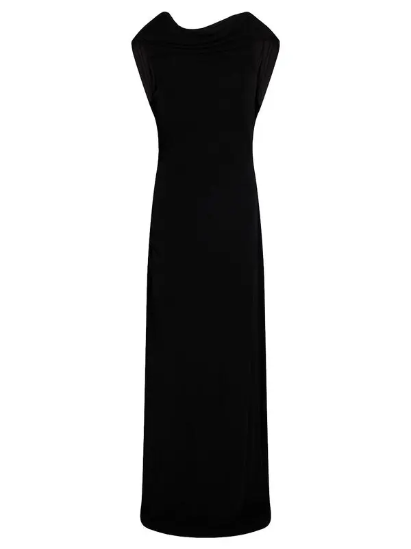Alberta Ferretti Draped Jersey Gown - Black