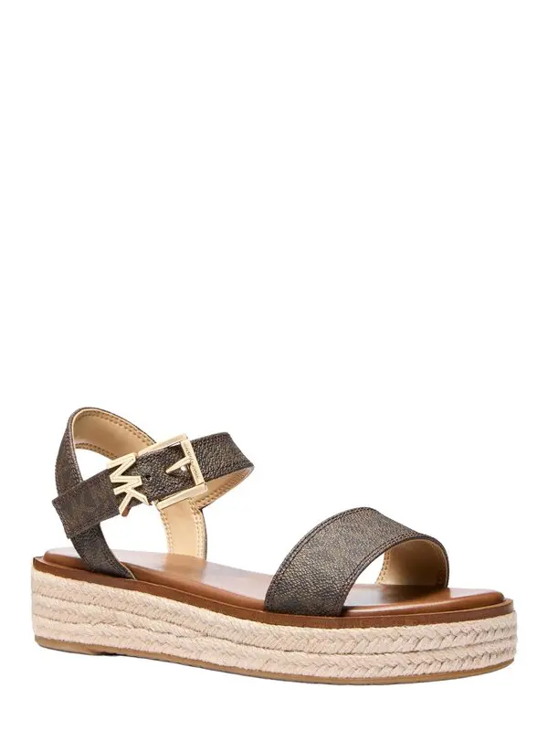 Michael Kors Richie Signature Logo Platform Espadrille Sandal - Brown