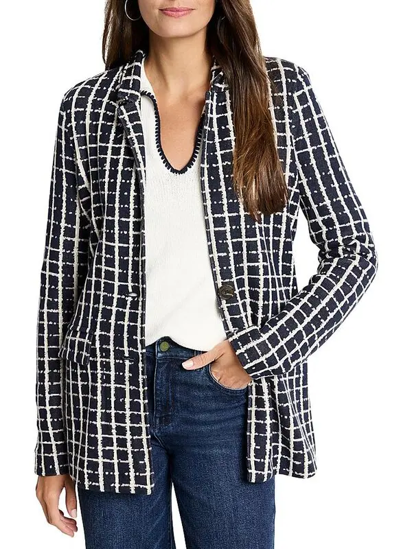 NIC+ZOE Painted Plaid Boyfriend Blazer - Indigo Multi