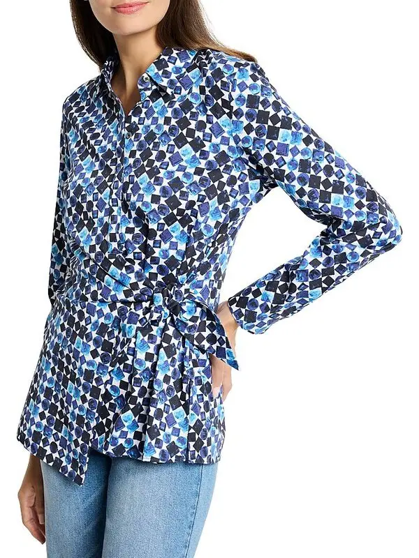 NIC+ZOE Side Tie Top - Blue Multi
