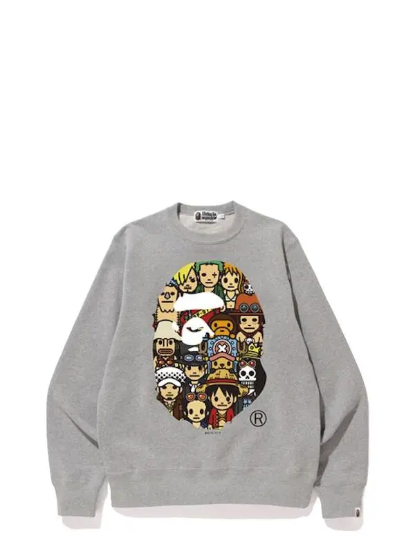 A BATHING APE One Piece Ape Head Crewneck Sweatshirt - Gray