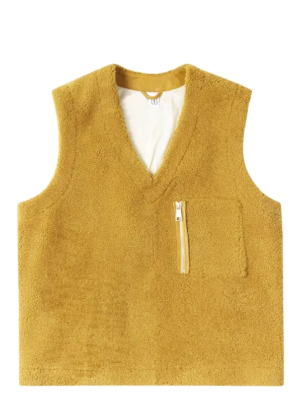 WINNIE N.Y.C V-neck Shearling Vest - Yellow