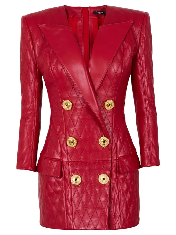 Balmain Quilted Mini Dress - Red