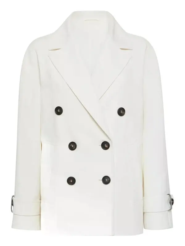 Brunello Cucinelli Monili Bead-embellished Pea Coat - White