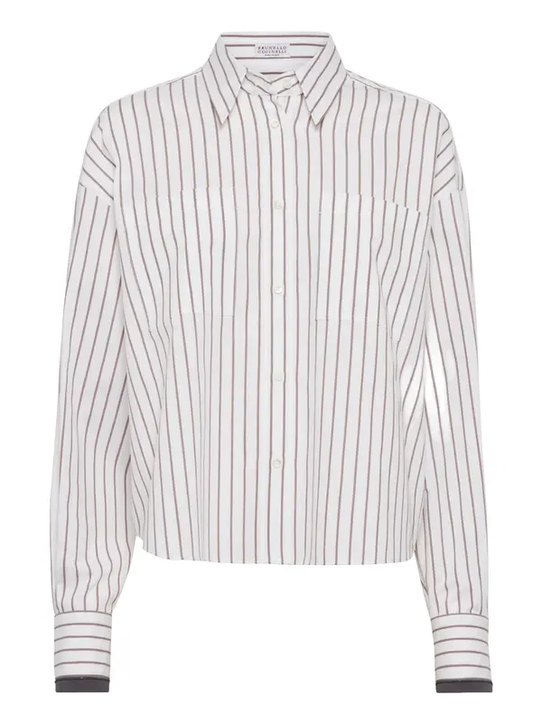 Brunello Cucinelli Striped Button Down Shirt - White