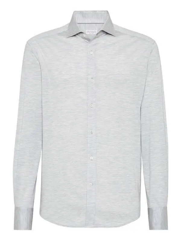 Brunello Cucinelli Silk-cotton Jersey Shirt - Grey