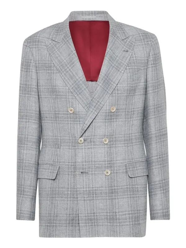 Brunello Cucinelli Prince Of Wales Blazer - Grey