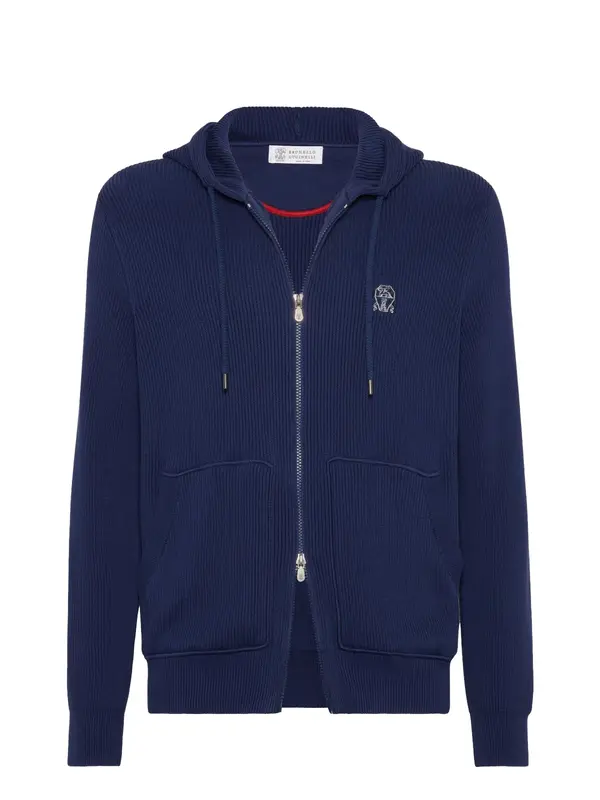 Brunello Cucinelli Knitted Hoodie - Blue