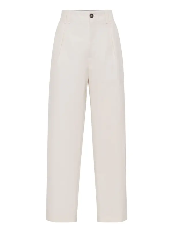 Brunello Cucinelli Pleated Chino Trousers - White