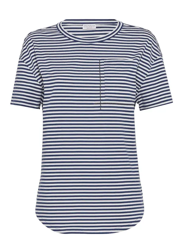 Brunello Cucinelli Striped T-shirt - Blue