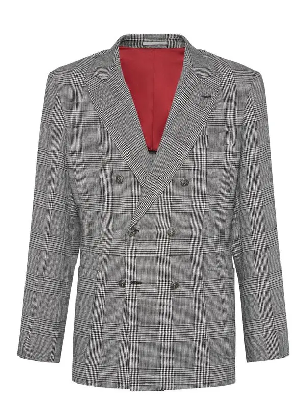 Brunello Cucinelli Prince Of Wales Blazer - Black