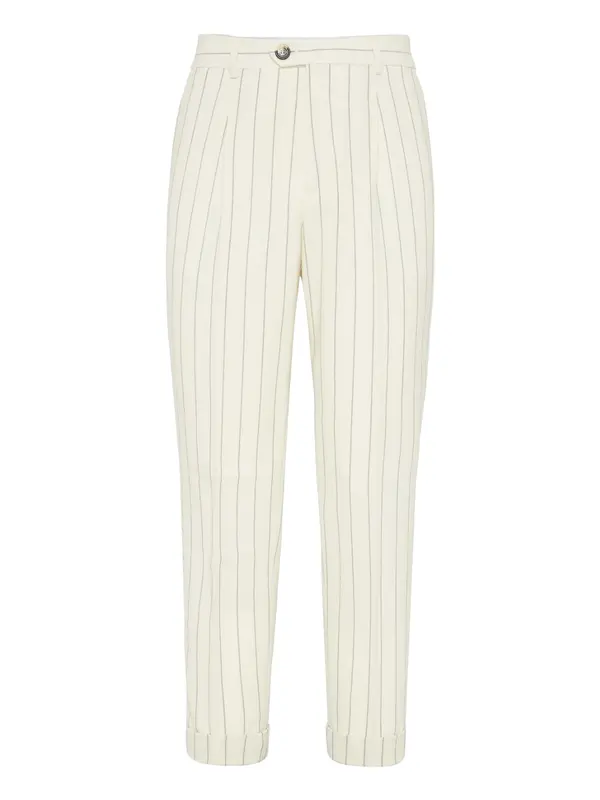Brunello Cucinelli Striped Trousers - White