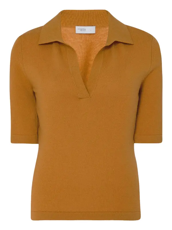 Rosetta Getty Open-neck Knit Polo Shirt - Yellow