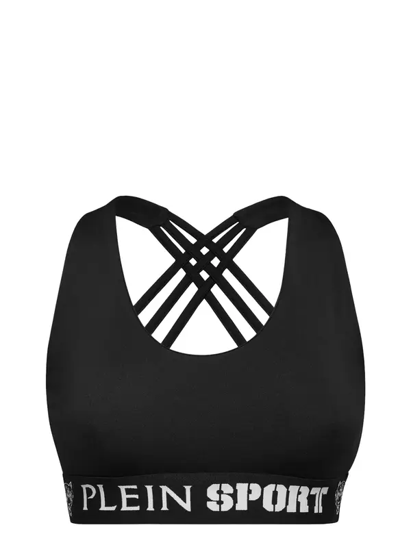 PLEIN SPORT Logo-underband Sports Bra - Black