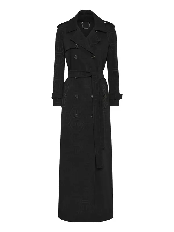 Philipp Plein Monogram Trench Coat - Black