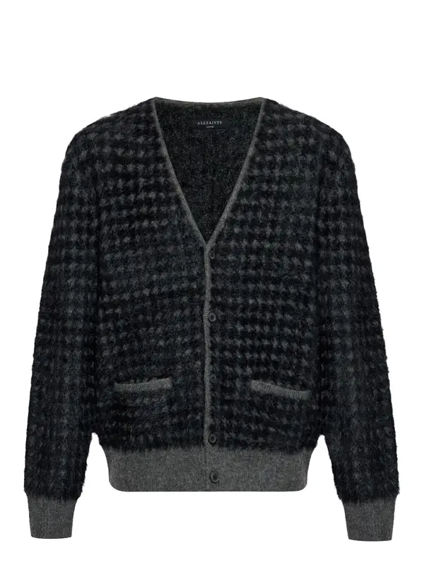 ALLSAINTS Edgar Houndstooth Cardigan - Black