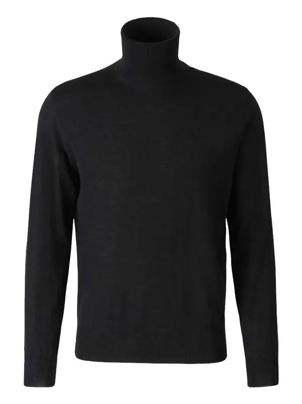 Canali Merino Wool Turtleneck Sweater - Black