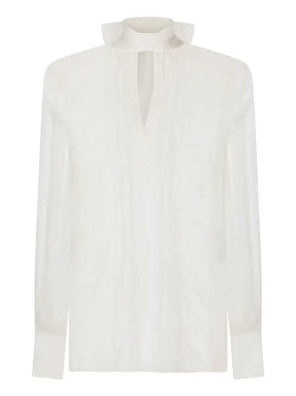 Dolce & Gabbana Chiffon And Lace Pussy-bow Blouse - White