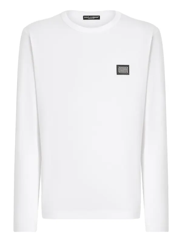 Dolce & Gabbana Long-sleeved T-shirt With Logo Tag - White