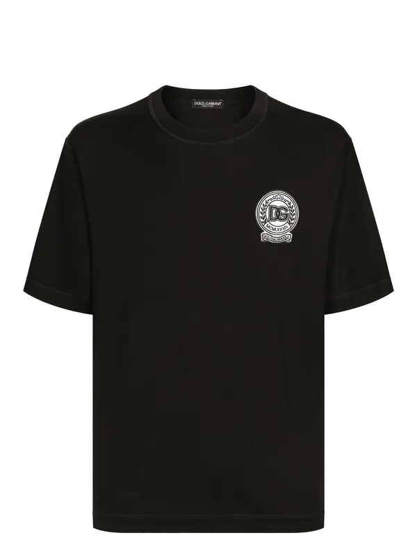 Dolce & Gabbana Cotton T-shirt With Dg Logo Embroidery - Black