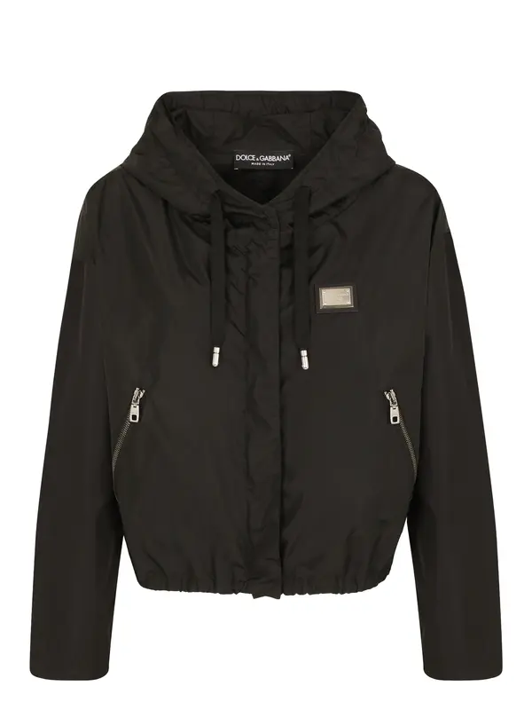 Dolce & Gabbana Technical Fabric Windbreaker With Hood - Black
