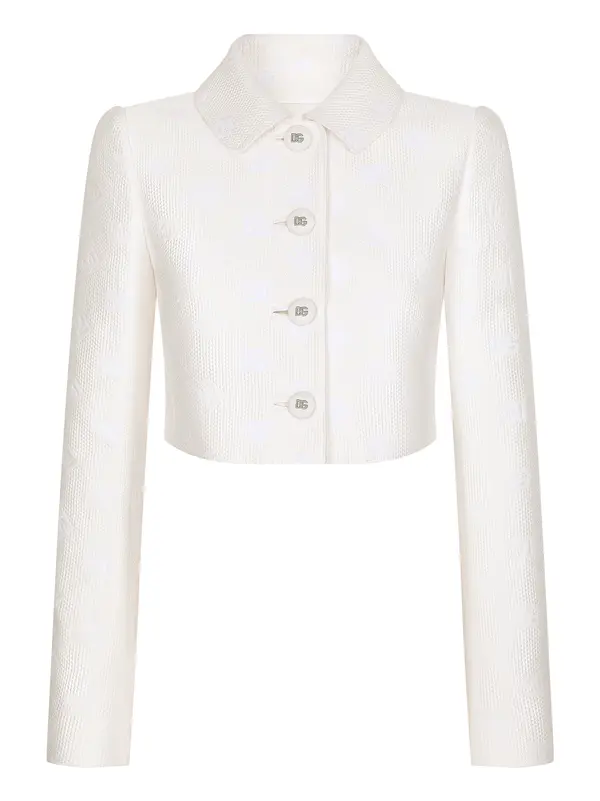 Dolce & Gabbana Jacquard Jacket With Dg Logo - White